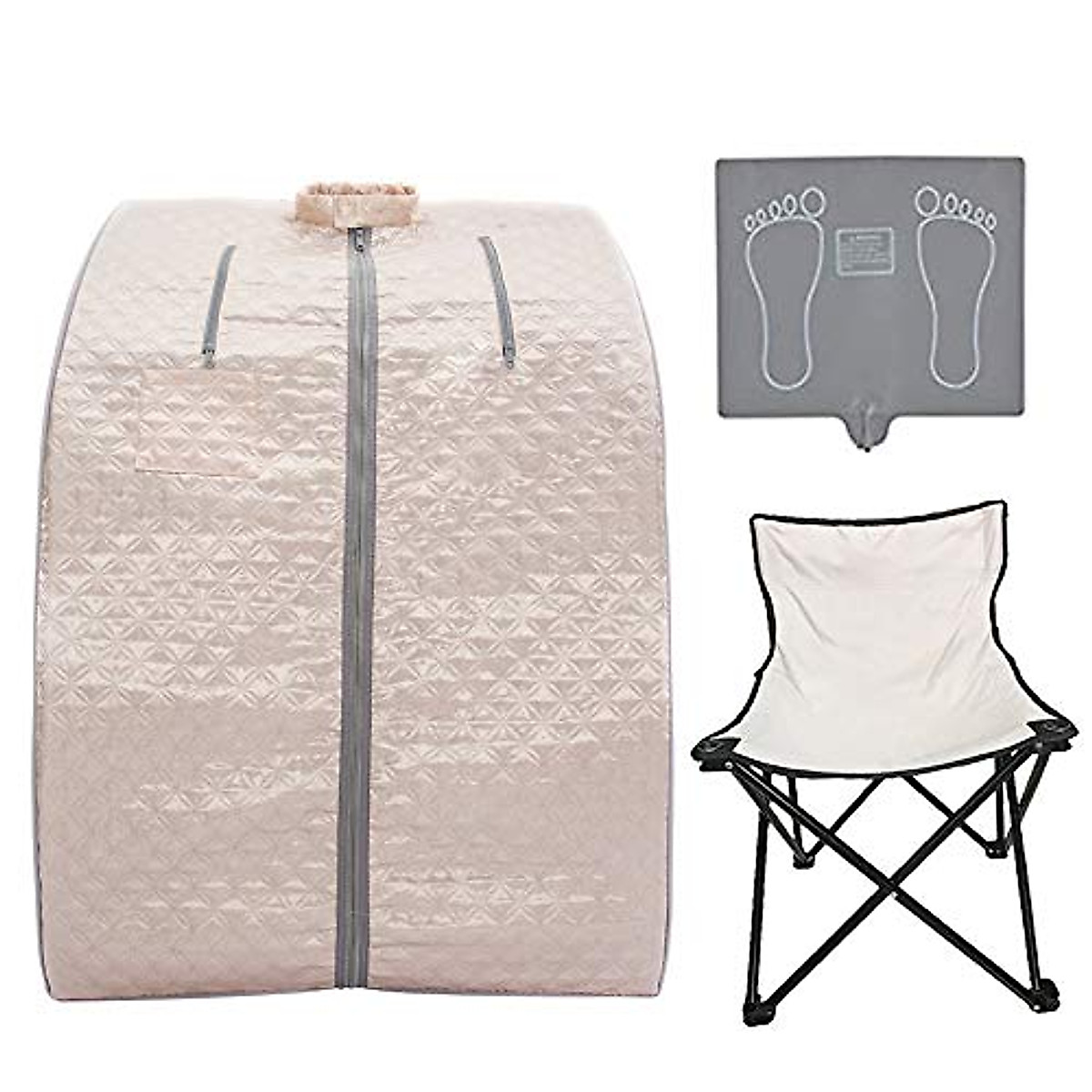 Smartmak Far Infrared Sauna, Full Body One Person Portable SPA Set with Time & Tempreture Remote Control, Heating Foot Pad and Foldable Reinforced Chair (L 27.6’’ x W 31.5’’ x H 37.8’’)- Pearl Pink