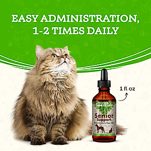 Animal Essentials Senior Support Supplement Dogs and Cats, 1 fl oz - Made in USA Physical and Mental Well-Being