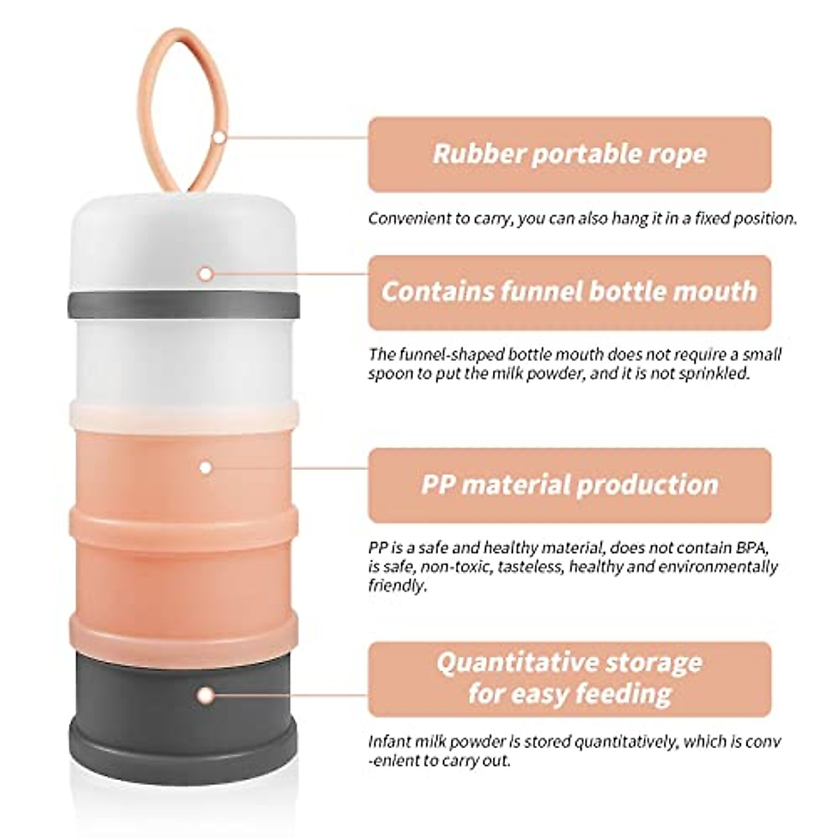 Baby Formula Dispenser on The Go, Portable Formula Container, Non-Spill Stackable BPA Free Baby & Kids Snack Containers - Pink
