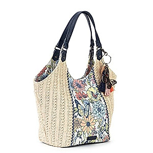 Sakroots Roma Straw Small Shopper, Multi in Bloom