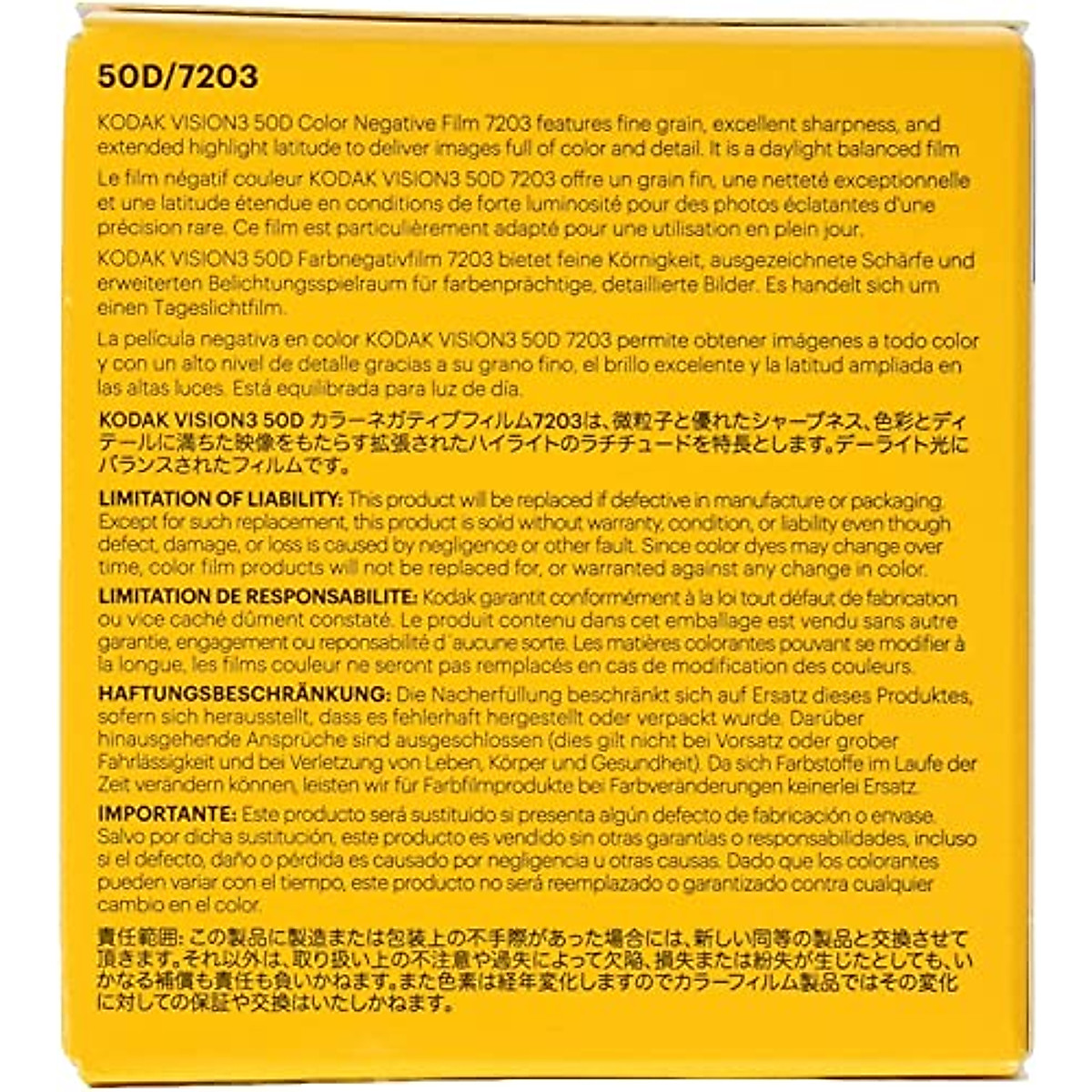 Kodak Super 8 Color Negative VISION3 50D 7203 / 50ft Cartridge