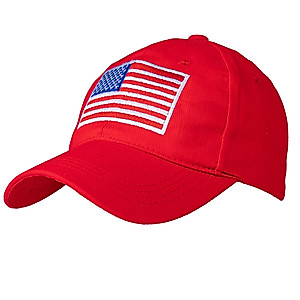 American Flag Hats for Men and Women Low Profile USA Flag Baseball Cap Adjustable Outdoors Dad Hat (Cotton, Red)