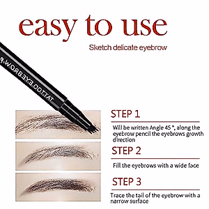Eyebrow Pen, Eyebrow Pencil For Eye Makeup,4-Tip Microblade Brow Pen, Long Lasting, Waterproof and Professional Eyebrow Pencil, Creates Natural Looking Eyebrows Make-Up(2pcs light brown)