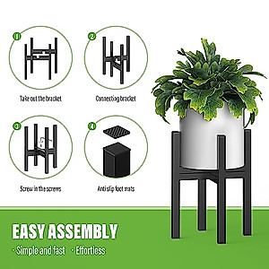 Forlogic Metal Plant Stand, Mid Century Modern Plant Stand Indoor, Plant holders indoor stand Fits Up to 10" Planter, Tall Plant Stand Bear 600 lbs, Plant Holder for Indoor and Outdoor with 1 Pot