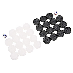 Wooden Backgammon Pieces, 22mm Plastic Black White Backgammon Checkers Pieces Set Solid Wood Checkers Set Staunton Chess