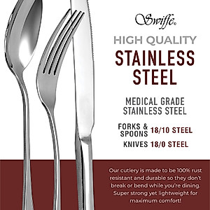 20 Piece 18/10 Stainless Steel Silverware Set - Multipurpose Flatware Utensils for Party, Wedding, Restaurant, Home Dining, Elegant Mirror Finish - Durable, Dishwasher Safe - Service for 4 - by Swiffe