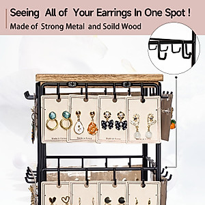 Yoimori Earring Holder Organizer,Earring Storage Organizer with Wood Base,48 Hooks Earring Rack for Women and Girls,Jewelry Organizer Stand for Displaying Ring,Earrings,Ear Stud,Bracelets