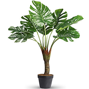URtree 35'' Large Fake Plants Artificial Tree Monstera Plant Indoor for Home Office Garden Farmhouse Plants Decor