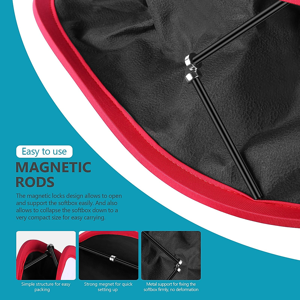 Neewer Foldable Softbox Light Box with Strap Clip, Grill and Carry Bag Compatible with Neewer 480/660/530 LED Light Panels, Opening 10 x 8.7 cm (Black + Red)
