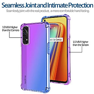 KOARWVC Case for Realme 7 4G/Realme Narzo 20 Pro Case, Crystal Clear Case Gradient Slim Anti Scratch TPU Shockproof Protective Phone Cases Cover for Realme 7 4G (Purple/Blue)