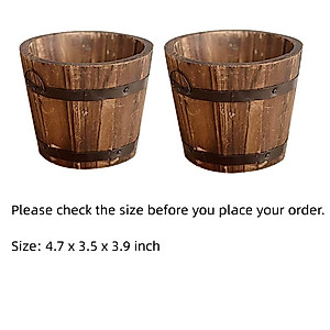 CoscosX Rustic Wooden Barrel Planter, Brown, 10x12x9cm, Ideal for Indoor and Outdoor Decor