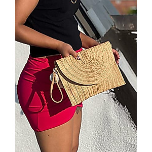Reavor Straw Beach Bags for Women, Summer Straw Purses and Handbags for Women, Crossbody Bag, Clutch Bag for Vacation