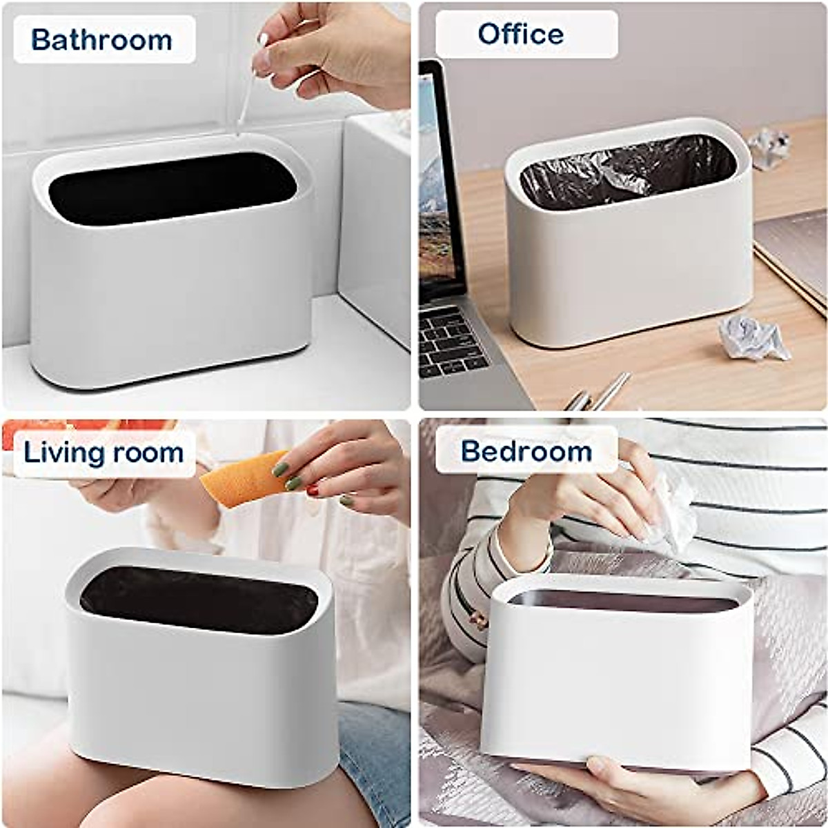 Mini Desktop Trash Can,Tiny Garbage Can with Trash Bags,1.5L Small Countertop Trash Bin,Little Waste Basket of Bathroom,Miniature Waste Bin for Office Desk,Vanity,Coffee Table,Makeup Tabletop (White)
