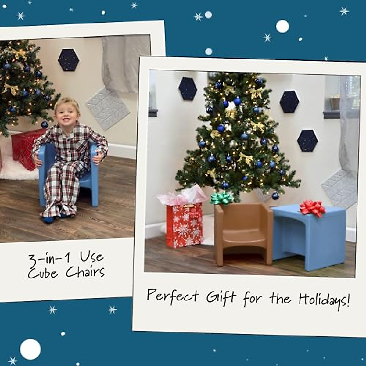 Children's Factory 3-in-1 Cube Chair for Kids, Flexible Seating Classroom Furniture, 1-Pack, Sky Blue