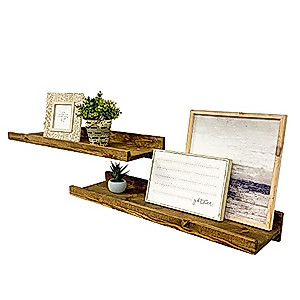 del Hutson Designs 20" Rustic Luxe Wall Mount Shelves, Dark Walnut (Open Box)