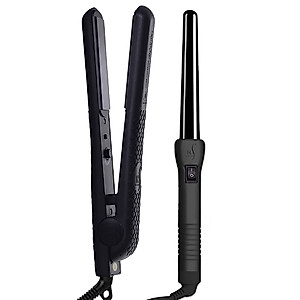 Herstyler Forever Straightening Flat Iron, Ceramic Hair Straightener and Herstyler Grande Ceramic Curling Iron - 1 inch Set