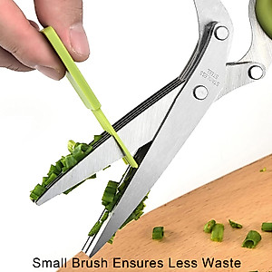 Herb Scissors, Kitchen Shears with 5 Blades and Cover, Multipurpose Cutting Herb Stripper, Kitchen Shears Dishwasher Safe, Kitchen Scissors for Cutting Herbs and Papers, Green