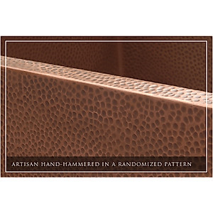 FSW1105 LUXURY 33-INCH HEAVY 12-GAUGE MEDIUM PATINA COPPER FARMHOUSE SINK, INCLUDES ACCS, FLAT FRONT