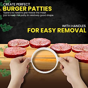 (6-Pack) 1/3 LB Sous Vide Burger Rings, Burger Immersion Cooking Ring Molds with Handles - 0.75" Thick Sous Vide Burger Patty Makers - Food-Safe Plastic - FOR SOUS VIDE USE ONLY