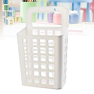 Zerodeko Plastic Hanging Shower Caddy Kitchen Bathroom Storage Basket Laundry Basket Clothes Hanging Organizer Hanging Cups Holder for Kitchen Bathroom Cabinet Toilet White