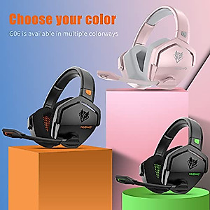 NUBWO G06 Wireless Gaming Headset with Crystal-Clear Microphone for PS5, PS4, PC, and Switch, 47-Hr Battery, Ergonomic Design (Orange)