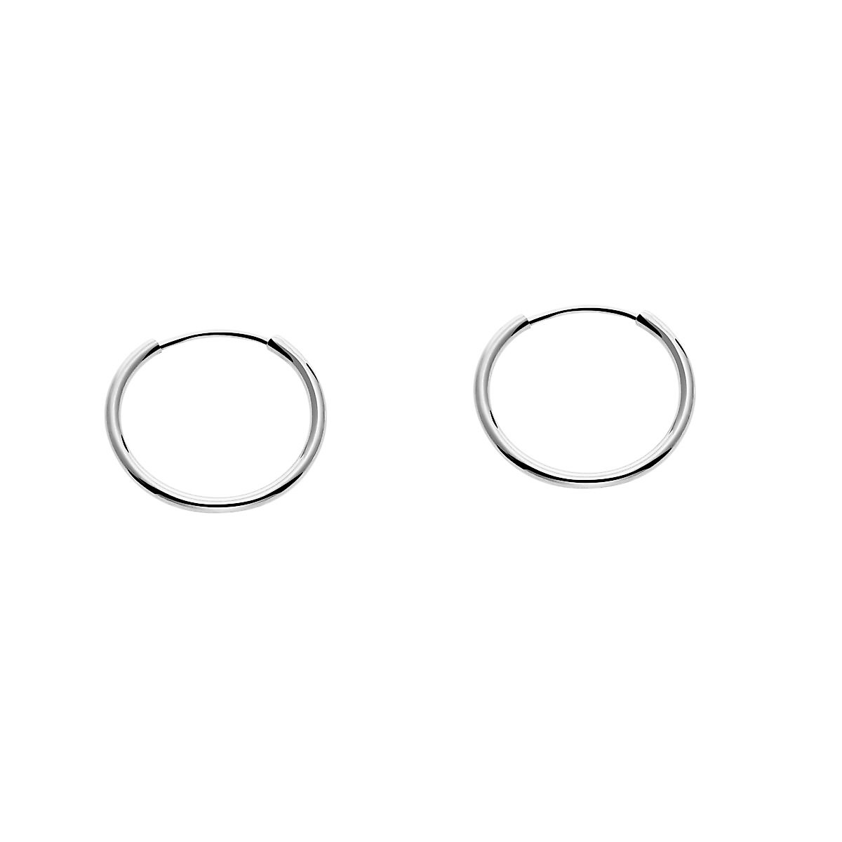 14k White Gold Round Flexible Small little Thin Continuous Endless Hoop Earrings Real Pure Gold Hoops 12mm (0.47 inch)