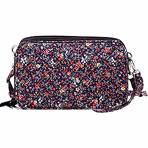 Brentano Cotton quilted double-zipper crossbody wallet purse and clutch (BABYSBREATH)