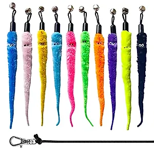 Vovamo Worm Teaser Refills for Cat Wand 10PCS Squiggly Worms Replacements and 1PC Replacement String for Cat Fishing Kittens Wand Refills Attachments for Kitten Training Exerciser Accessories
