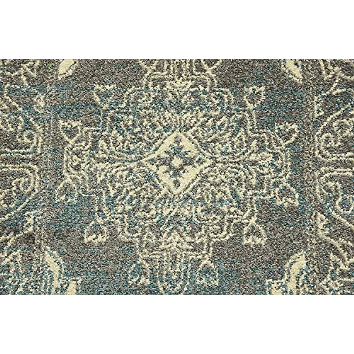Unique Loom Aurora Collection Over-Dyed, Abstract, Botanical Southwestern, Transitional Area Rug, 2 ft x 3 ft, Gray/Ivory