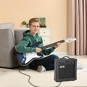 ZENY 39" Full Size Electric Guitar with Amp, Case and Accessories Pack Beginner Starter Package, Blue Ideal Christmas Thanksgiving Holiday Gift