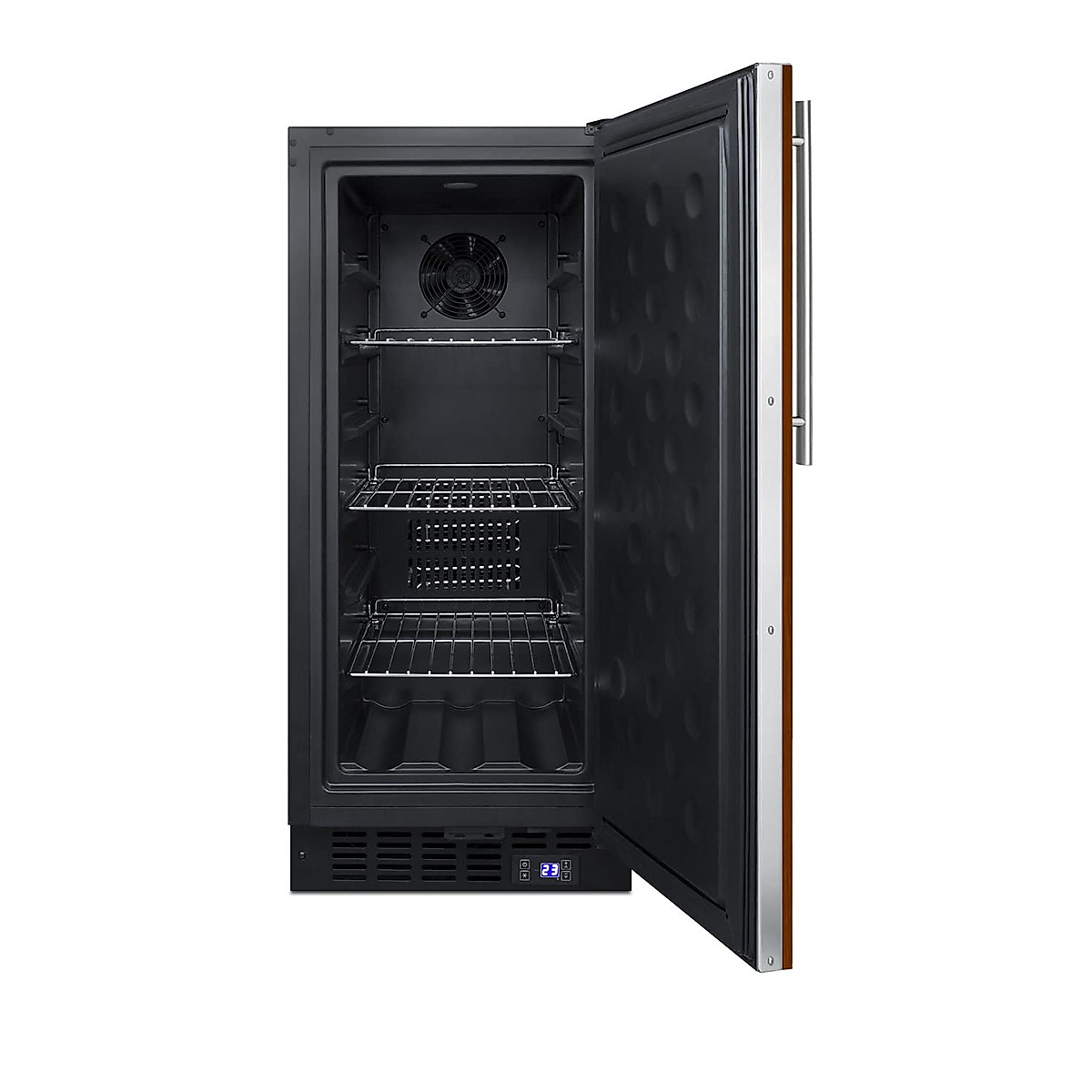 Summit SCFF1533BSS Cabinet Freezer with 2.45 cu. ft. Total Capacity Frost Free Operation Adjustable Chrome Shelves Sabbath Mode Setting and 100% CFC Free in Stainless Steel (Right Hinge