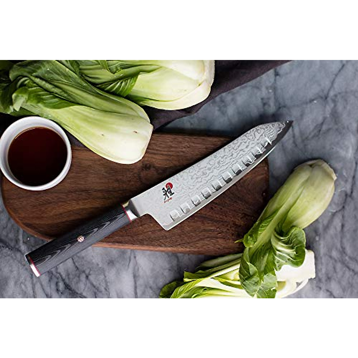 Miyabi Kaizen Hollow Edge Rocking Santoku Knife, 7-inch, Multi