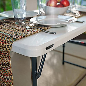 Lifetime Height Adjustable Folding Table, 4 Foot, Almond