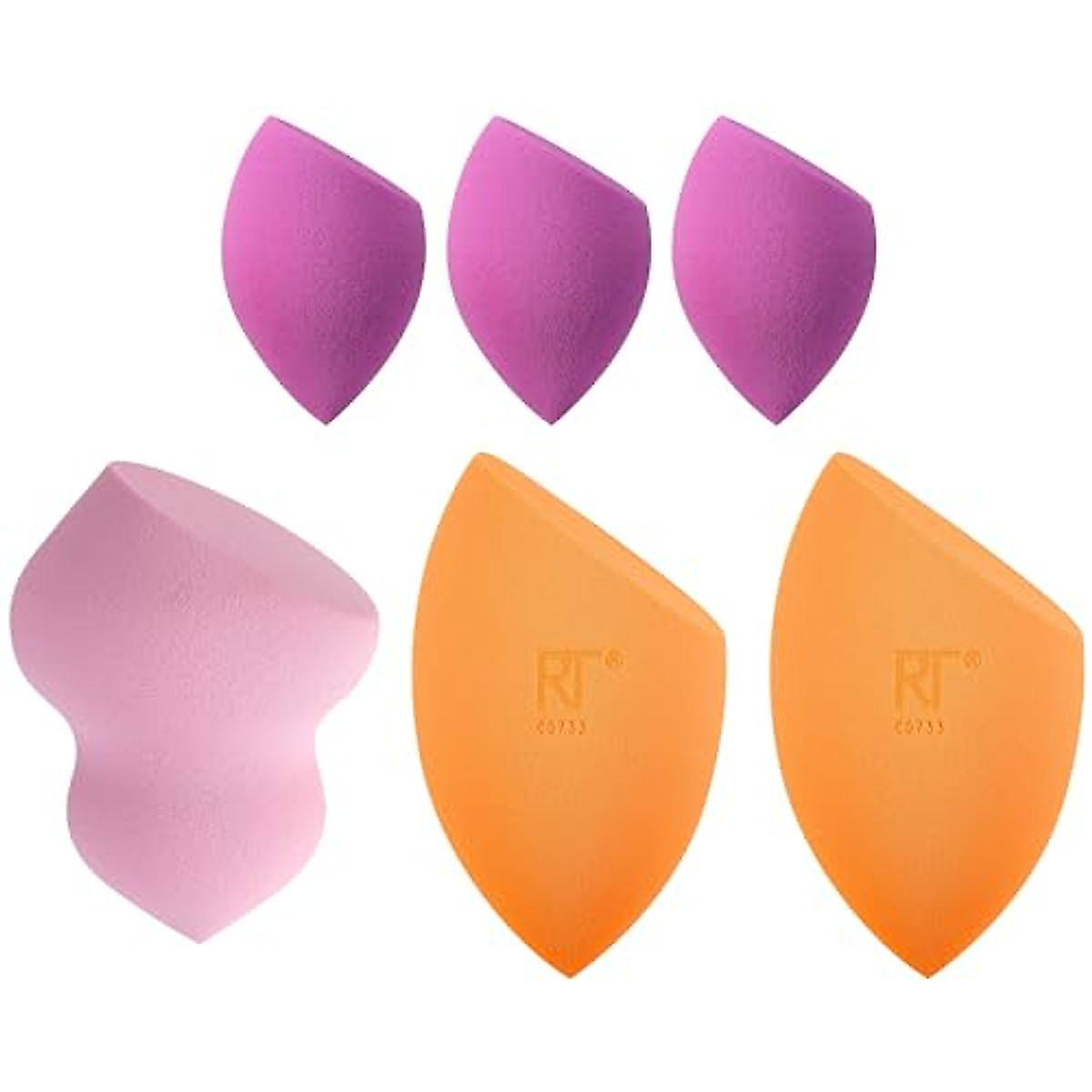Real Techniques Miracle Complexion Assorted Beauty Sponges Makeup Blender, For Blending & Sculpting, Full Coverage, Professional Makeup Tool, Cruelty Free, Vegan, Latex Free, 6 Piece Sponge Set
