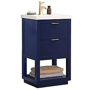 LUCA Kitchen & Bath LC20GBP Sydney 20" Bathroom Vanity Set in Midnight Blue with Integrated Porcelain Top