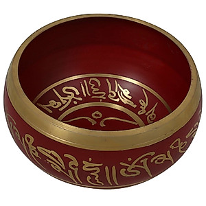 5 Inches Hand Painted Metal Tibetan Buddhist Singing Bowl Musical Instrument for Meditation with Stick and Cushion