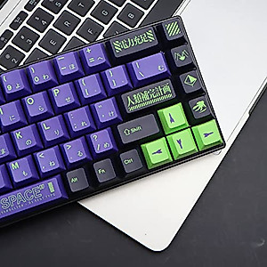 Keycaps Purple and Black, MOLGRIA 128 Set Unit-01 Keycaps for Gaming Keyboard, PBT Cherry Profile Dye Sublimation Keycaps for Gateron Kailh Cherry MX 104/87/74/61 60/75 Percent Keyboard