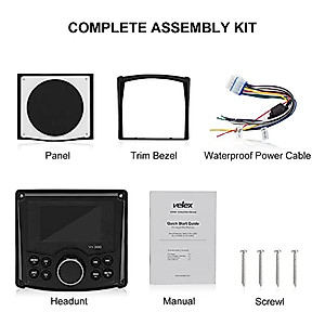 Herdio 3 Inches Marine Radio Bluetooth Waterproof, UTV Marine Stereo Receiver,Gauge Style Head Unit, Perfect for Marine,ATV, Boat, RZR