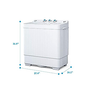 Bonnlo 26lbs Portable Washing Machine, Compact Mini Twin Tub Washer with 18LBS Washer & 8LBS Spin for Apartment, Dorms, RVs, Camping and More (White)