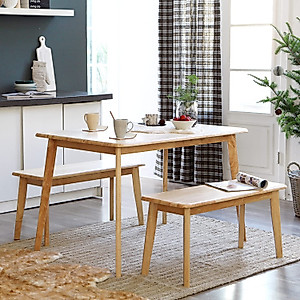 Livinia 3-Piece Dining Table Set, Canberra 47.2" Table (Natural-Oak) Canberra 37.4" Dining Bench (Natural-Oak) Set