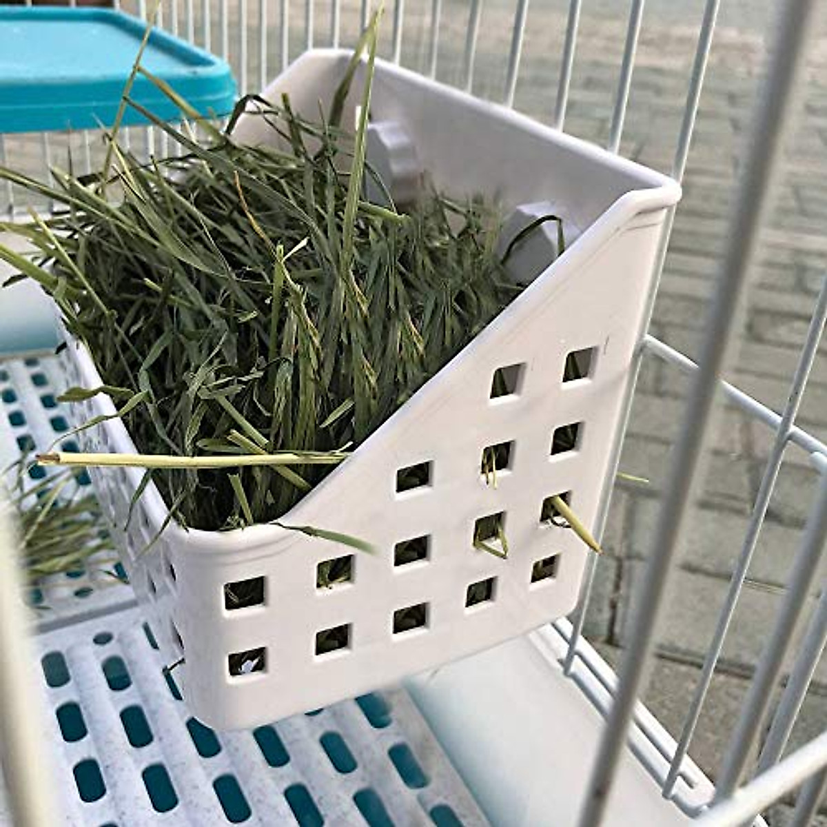 PINVNBY Hay Feeder Less Wasted Hay Rack Manger - Ideal for Rabbit,Chinchilla,Guinea Pig,Plastic Food Bowl Use for Grass & Food