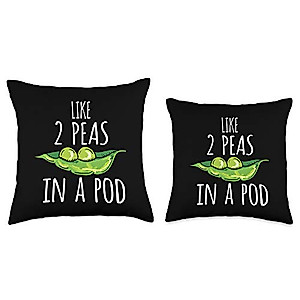 FRESAN - Vegetarian Humor Vegan With Twins Like 2 Peas in A Pod Vegan Humor Funny Announcement Throw Pillow, 18x18, Multicolor