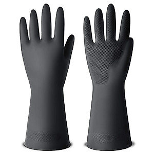 ThxToms Dishwashing Gloves, 3 Pairs Reusable Latex Cleaning Gloves for Housework, Kitchen, Bathroom, Extra Large, Black