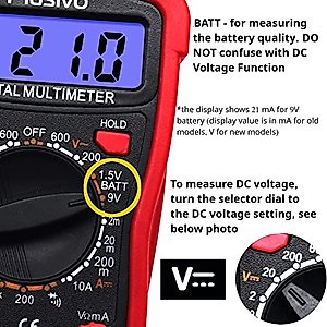 Digital Multimeter 2000 Counts Voltmeter Measures AC DC Voltage, Resistance, Current, Continuity, Diode Multi Tester with Probes, Test Clips, Dupont Wires, Crocodile Clips, Wire Stripper from Plusivo