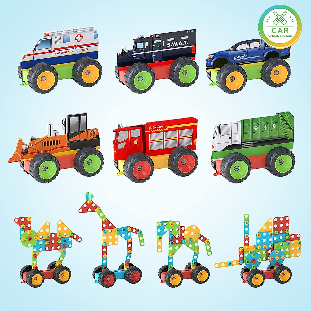 290PCS Building Toys, 3D STEM Learning Toys with Electric Creative Mosaic Drill Toys Set Building Blocks, DIY Educational Construction Engineering Screwdriver Tool Set Gift for Kids Boys Girls Aged 3+