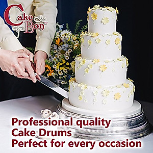 Cakebon Cake Drums Square 12 Inches - (Silver, 1-Pack) - Sturdy 1/2 Inch Thick - Fully Wrapped Edges