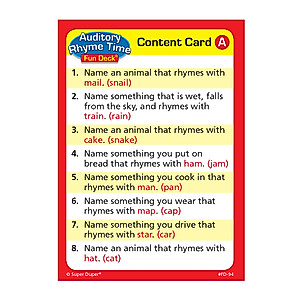 Super Duper Publications | Auditory Rhyme Time Fun Deck Flash Cards | Educational Learning Resource for Children