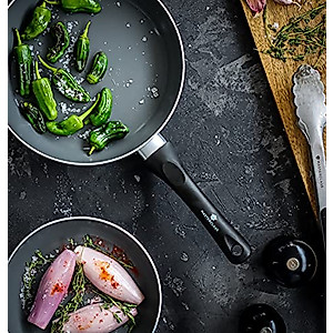 MasterClass Can-to-Pan Ceramic Eco Non-Stick Frying Pan Set, Made from 70% Recycled Aluminium, 20 cm / 28 cm 2-Piece Set,Black