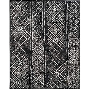 SAFAVIEH Adirondack Collection 8' x 10' Black / Silver ADR111C Moroccan Boho Distressed Non-Shedding Living Room Bedroom Dining Home Office Area Rug