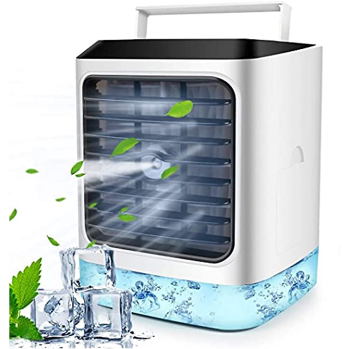 Personal Air Cooler, Upgraded 4 in 1 Portable Evaporative Conditioner with 7 LED Light/Purifier/Humidifier/ 3 Modes Desktop Fan, Mini USB Simply Modern Quiet Air Conditioner Fan for Office, Home Use